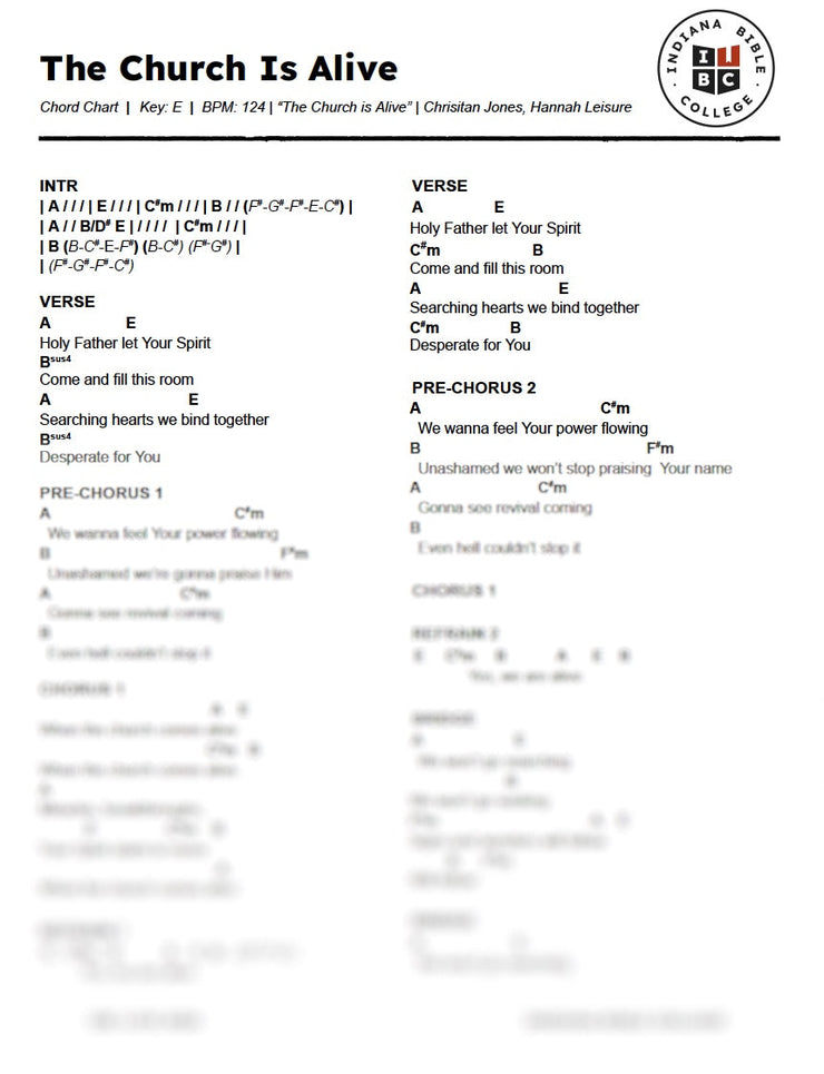 I'll Sing About Jesus - The Church Is Alive - Chord Chart / Lead Sheet ...