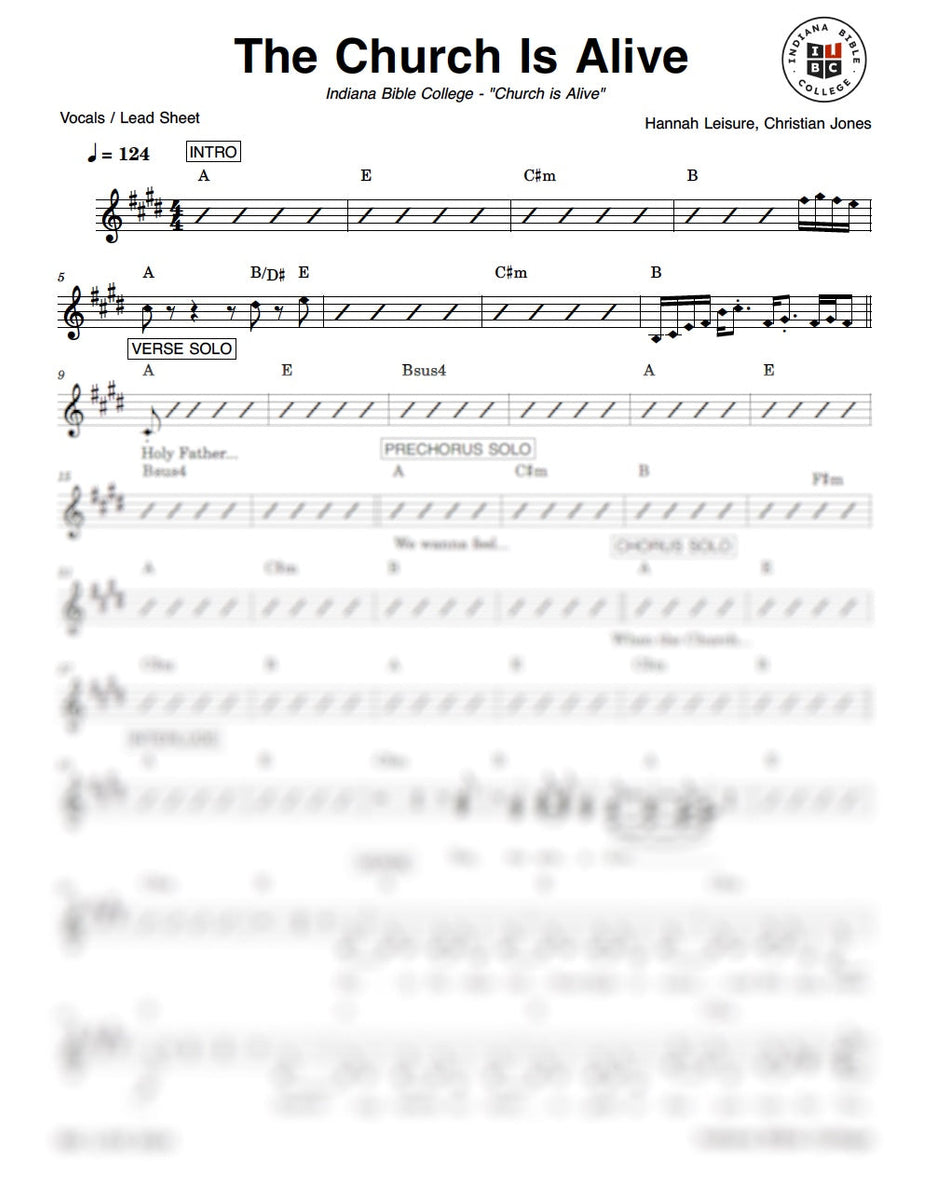 I'll Sing About Jesus - The Church Is Alive - Chord Chart / Lead Sheet ...