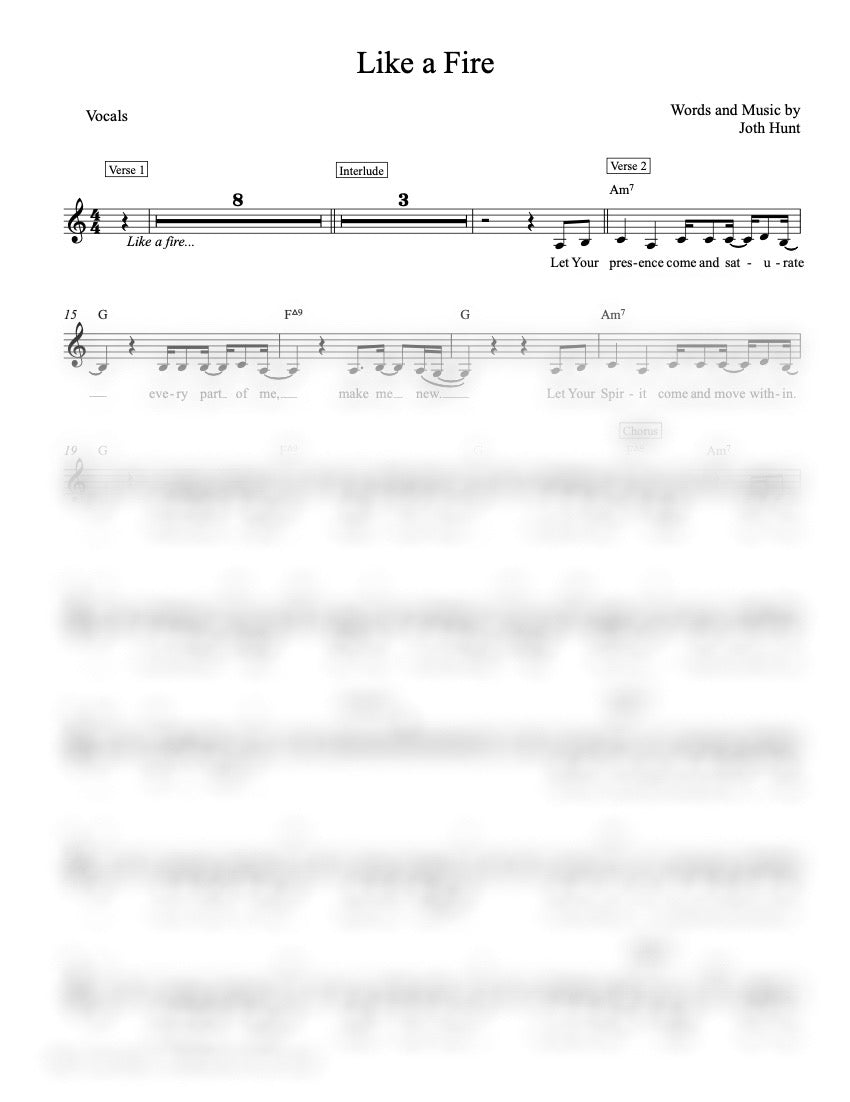Like a Fire - Chord Chart - Anthem to Our God - Indiana Bible College – Indiana Bible College Store