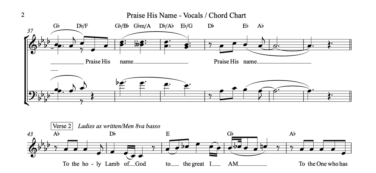 Praise His Name - Chord Chart - Your Name - Indiana Bible College ...