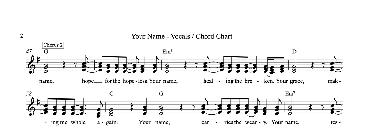 Your Name - Chord Chart - Your Name - Indiana Bible College – Indiana ...